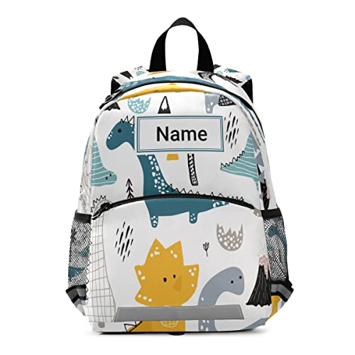 Custom Kid's Name Cute Toddler Backpack Personalized Dino in Scandinavian Style Mini Bag for Baby Girl Boy Age 3-7