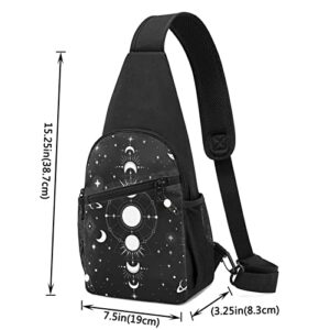 FREEHOTU Sun And Moon Mystical Astrology Sling Backpack, Travel Chest Bag Hiking Daypack Crossbody Shoulder Bag