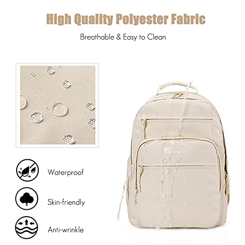 FANDARE Casual Backpack Men Women 15.6 inch Laptop Daypacks School College Bag Rucksack for School Hiking Camping Travel Outdoor Activities Waterproof Polyester Khaki