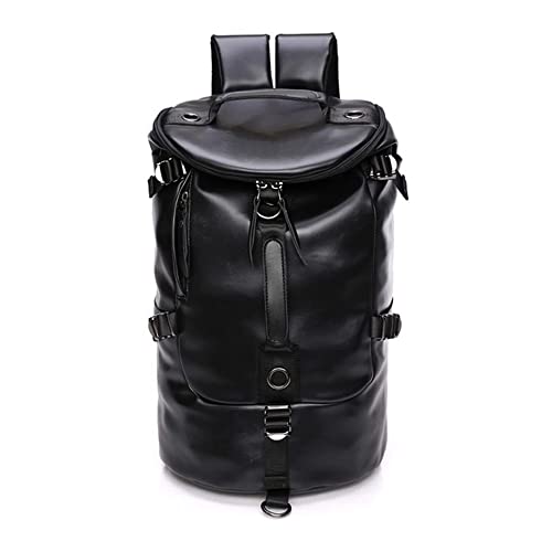 Leather Travel Duffel Bags For Men Chao Ran Black College School Student Backpack Waterproof Airplane Carry On Bags For Business 3 Usage As Handbag, A Shoulder Bag And Backpack