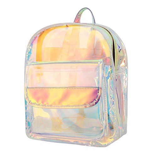 Candice Women Shiny Hologram Holographic Transparent Shoulder Bag Satchel Backpack