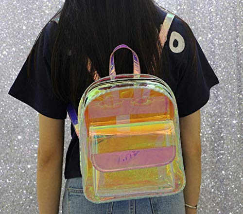 Candice Women Shiny Hologram Holographic Transparent Shoulder Bag Satchel Backpack