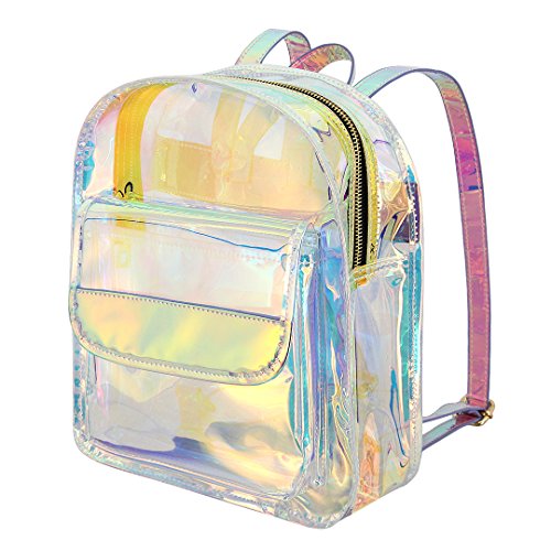 Candice Women Shiny Hologram Holographic Transparent Shoulder Bag Satchel Backpack