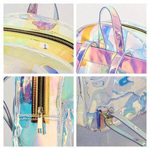 Candice Women Shiny Hologram Holographic Transparent Shoulder Bag Satchel Backpack