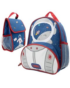 toddler backpack for boys and girls with kids lunch bag – space astronaut backpack and lunch bag kids backpack for school with matching lunch box – camp travel preschool backpack – awesome astronaut