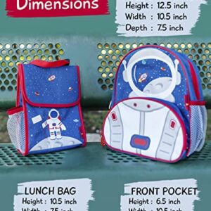 Toddler Backpack for Boys and Girls with Kids Lunch Bag - Space Astronaut Backpack and Lunch Bag Kids Backpack for School with Matching Lunch Box - Camp Travel Preschool Backpack - Awesome Astronaut