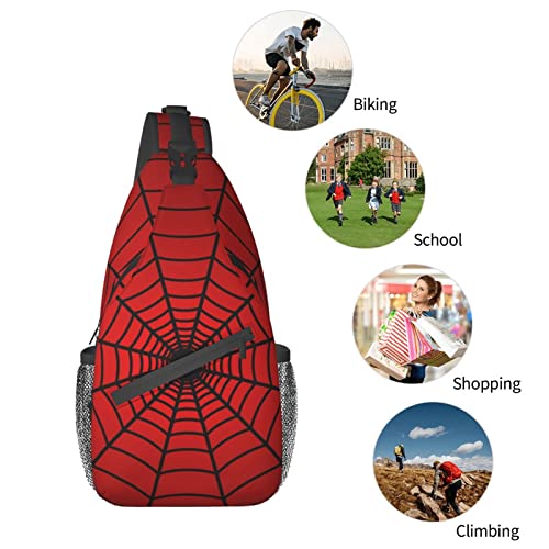 YANGDADA Red Spider Web Unisex Crossbody Backpack Sling Bag for Men Women One Shoulder Chest Bags Triangle Rucksack Strap for Gym Sport Travel Hiking Casual Outdoor Walking Biking Cycling Daypack