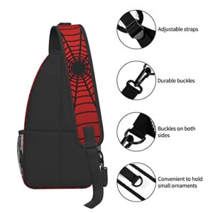 YANGDADA Red Spider Web Unisex Crossbody Backpack Sling Bag for Men Women One Shoulder Chest Bags Triangle Rucksack Strap for Gym Sport Travel Hiking Casual Outdoor Walking Biking Cycling Daypack