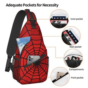 YANGDADA Red Spider Web Unisex Crossbody Backpack Sling Bag for Men Women One Shoulder Chest Bags Triangle Rucksack Strap for Gym Sport Travel Hiking Casual Outdoor Walking Biking Cycling Daypack