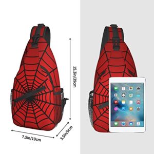 YANGDADA Red Spider Web Unisex Crossbody Backpack Sling Bag for Men Women One Shoulder Chest Bags Triangle Rucksack Strap for Gym Sport Travel Hiking Casual Outdoor Walking Biking Cycling Daypack