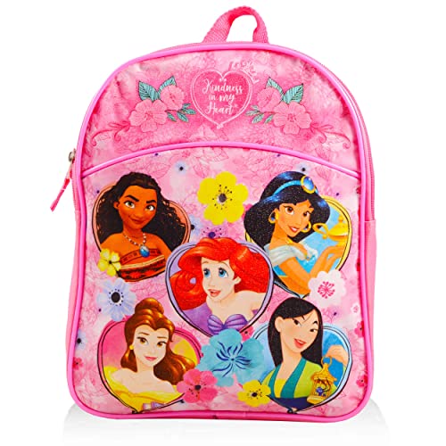 Disney Princess Mini Backpack and Drawstring Bag for Girls - Bundle with 11” Disney Princess Mini Backpack, Drawstring Bag, Water Bottle, Stickers, More | Princess Backpack for Girls