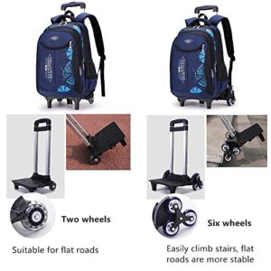 Rolling Backpack, Dual-Use School Bag for Elementary and Middle School Students, Wheeled Laptop Bag Travel Boys and Girls