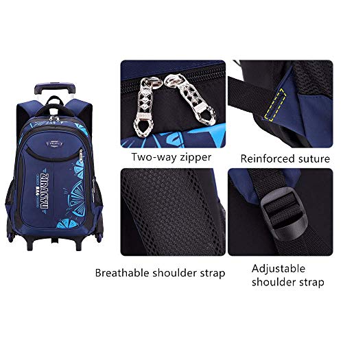 Rolling Backpack, Dual-Use School Bag for Elementary and Middle School Students, Wheeled Laptop Bag Travel Boys and Girls