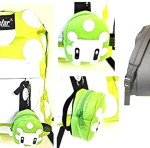 Green Mushroom Full Size School Backpack with Bonus Coin Pouch