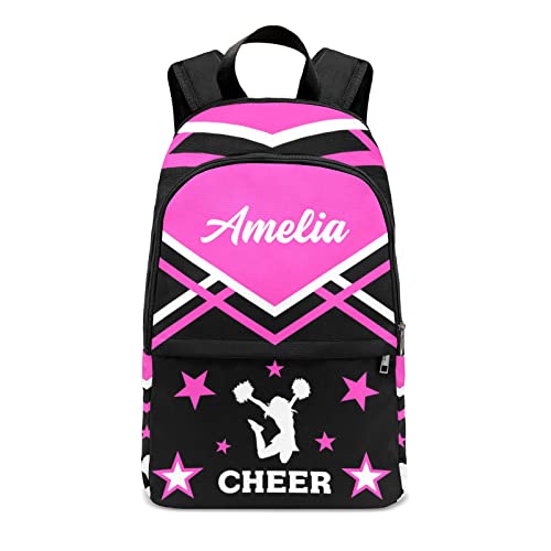 Cheerleader Cheer Pink Personalized Backpack for Teen Boys Girls,Custom Travel Backpack Bookbag Casual Bag Name Gift