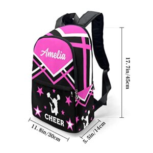 Cheerleader Cheer Pink Personalized Backpack for Teen Boys Girls,Custom Travel Backpack Bookbag Casual Bag Name Gift