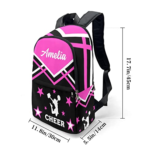 Cheerleader Cheer Pink Personalized Backpack for Teen Boys Girls,Custom Travel Backpack Bookbag Casual Bag Name Gift