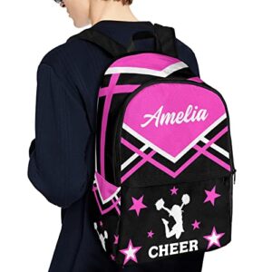 Cheerleader Cheer Pink Personalized Backpack for Teen Boys Girls,Custom Travel Backpack Bookbag Casual Bag Name Gift