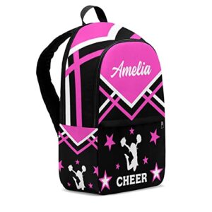 Cheerleader Cheer Pink Personalized Backpack for Teen Boys Girls,Custom Travel Backpack Bookbag Casual Bag Name Gift