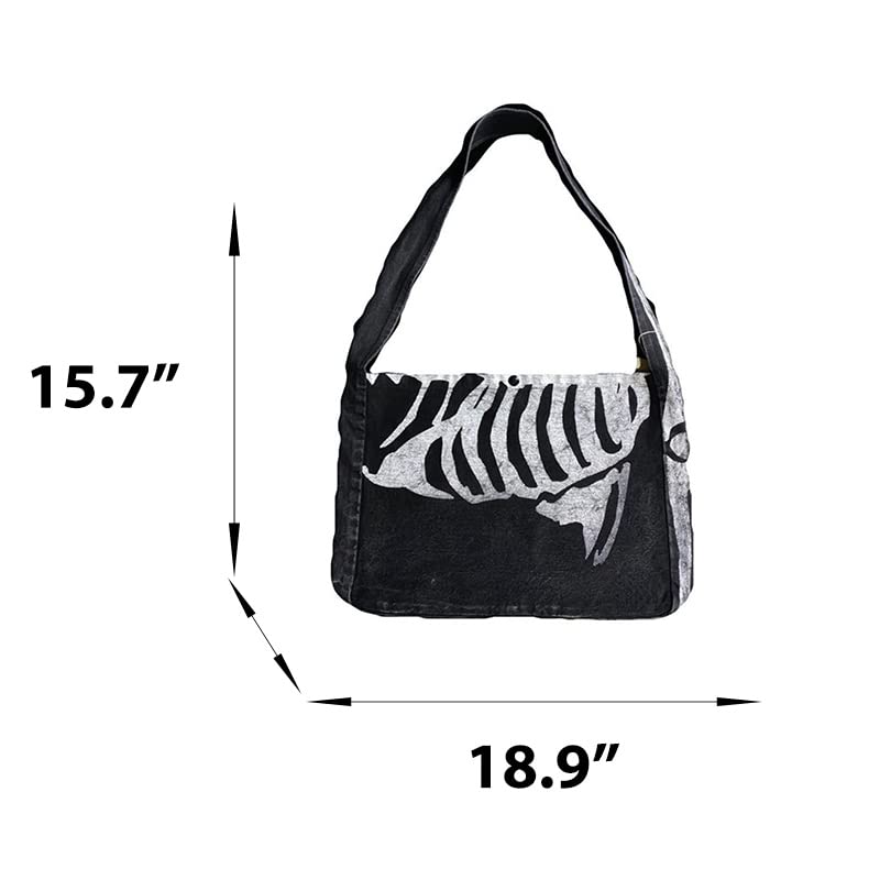 GAI Gothic Backpack Dark Grunge School Bag Skeleton Backpack Purse Alt Emo Bag Aesthetic Student Bookbags (One Size,b)