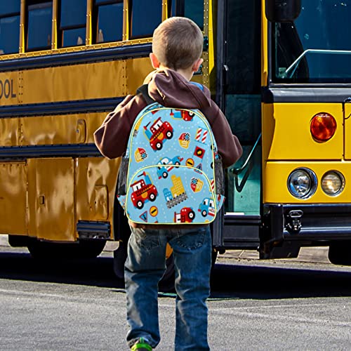 Cute Cars School Backpack, Auto Sports Cars Truck Pattern Backpack, Waterproof Bus Bookbag Lightweight Multi-Function Daypack School Bag with Chest Strap for Kids Teen Girls Boys Students