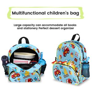 Cute Cars School Backpack, Auto Sports Cars Truck Pattern Backpack, Waterproof Bus Bookbag Lightweight Multi-Function Daypack School Bag with Chest Strap for Kids Teen Girls Boys Students