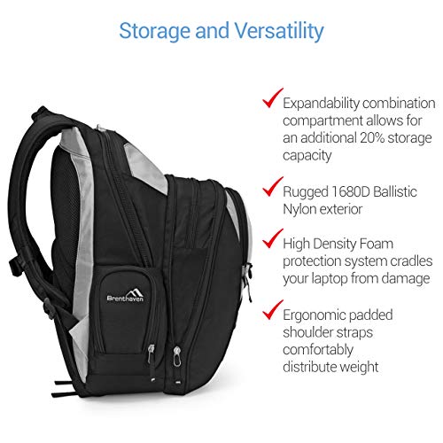 Brenthaven Tred Expandable Travel Backpack Urban Active Bag Fits 15 inch Chromebooks, Laptops - Titanium, Durable, Ergonomic, Professional Multifunctional Protection from Impact and Compression