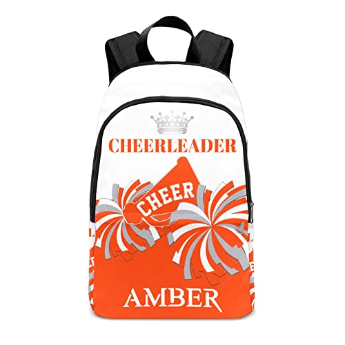 XOZOTY Funny Cheerleader Orange White Backpack for Sport Hiking Nylon Waterproof Bookbag