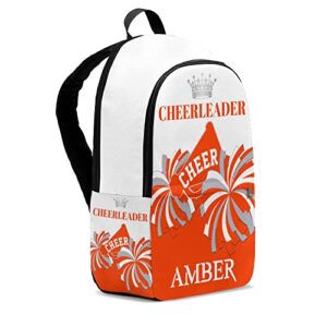 XOZOTY Funny Cheerleader Orange White Backpack for Sport Hiking Nylon Waterproof Bookbag