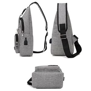 QinCo Sling Bag Shoulder Backpack Chest Bags Crossbody Pocket Pouch with USB Cable for Hiking Camping Outdoor Trip