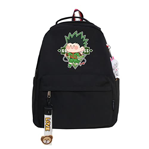 Hunter x Hunter Hisoak Backpack for Girls Mini Anime HxH 3D Print Killua Bookbag Gon Large Capacity Laptop Backpack (Black)