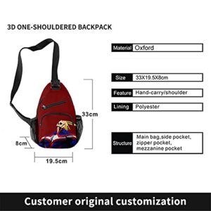 HANDAFA Unisex My Hero Single Shoulder Bag Cosplay Sling Backpack Casual Crossbody Daypack(Wine)