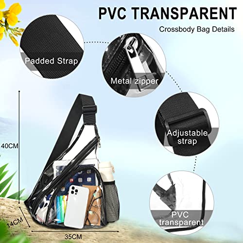 2 Pieces Clear Backpack Stadium Approved Clear Sling Bag Clear Mini Backpack Transparent Backpack See Through Backpack for Women Adults and Teens