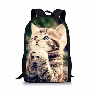 hugs idea cute kids school bag shoulder bookbag cat printing backpack for teen boys girls