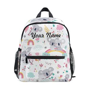 odawa custom cute kid’s toddler backpack, personalized backpack with name/text, customization cute koala rainbow waterproof school bag