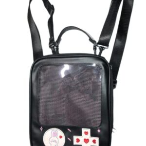 AWXZOM cute Ita Backpack Fashion Gameboy Style itabag Kawaii Backpack pin display backpack ita bag backpack cute backpack (black)