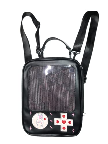 AWXZOM cute Ita Backpack Fashion Gameboy Style itabag Kawaii Backpack pin display backpack ita bag backpack cute backpack (black)