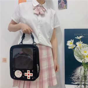 AWXZOM cute Ita Backpack Fashion Gameboy Style itabag Kawaii Backpack pin display backpack ita bag backpack cute backpack (black)