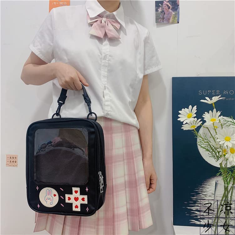 AWXZOM cute Ita Backpack Fashion Gameboy Style itabag Kawaii Backpack pin display backpack ita bag backpack cute backpack (black)