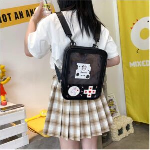 AWXZOM cute Ita Backpack Fashion Gameboy Style itabag Kawaii Backpack pin display backpack ita bag backpack cute backpack (black)