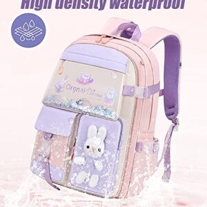 Bunny Backpack Kawaii Rabbit Backpack for Girls Cute Large Capacity Waterproof Bookbag for Grades 1-6 (Pink, Large（12.5*6.7*17.7inch）)