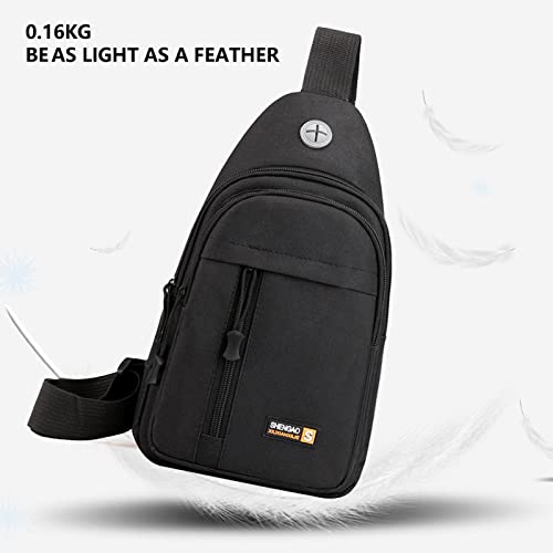 Crossbody Sling Bag for Men Shoulder Backpack Chest Bags for Hiking Camping Outdoor Trip Daypack with Earphone Hole