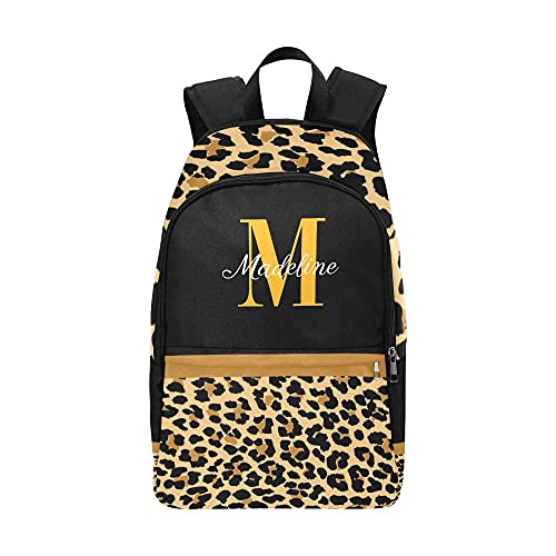 Personalized Personalized Leopard Print Casual Daypack Bag with Name Custom Backpack for Man Woman Girl Boy Gifts