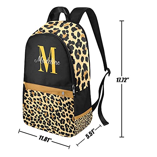 Personalized Personalized Leopard Print Casual Daypack Bag with Name Custom Backpack for Man Woman Girl Boy Gifts