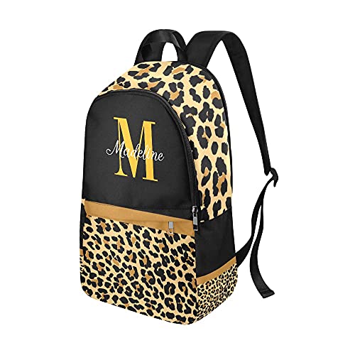 Personalized Personalized Leopard Print Casual Daypack Bag with Name Custom Backpack for Man Woman Girl Boy Gifts