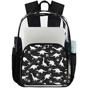 animal dinosaur clear backpack, dinosaur pattern heavy duty pvc transparent backpack see through waterproof backpacks large bookbag with adjustable shoulder straps for work travel school college