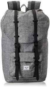 herschel little america laptop backpack, raven crosshatch/black, classic 25.0l