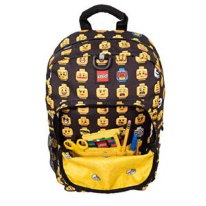 LEGO Heritage Classic Kids School Backpack Bookbag, for Travel, On-the-Go, Back to School, Boys and Girls, with Adjustable Padded Straps and Fun patterns, Minifigure