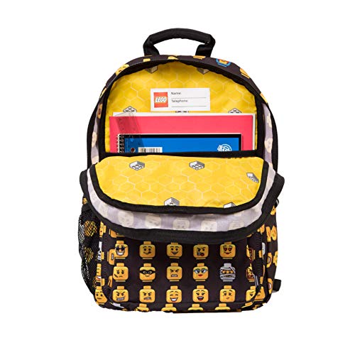 LEGO Heritage Classic Kids School Backpack Bookbag, for Travel, On-the-Go, Back to School, Boys and Girls, with Adjustable Padded Straps and Fun patterns, Minifigure