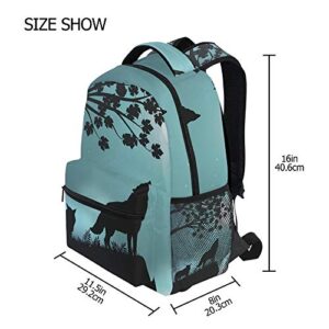 Nander Backpack Travel Evening Moon Wolf School Bookbags Laptop Daypack College Bag for Mens Boys